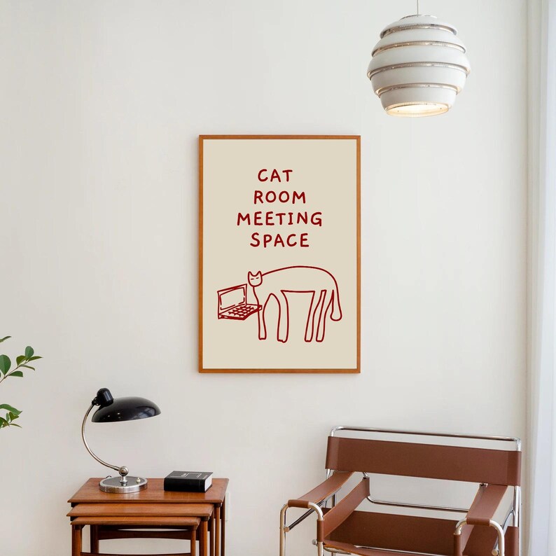 Cat Room Meeting Space Poster, Funny Office Decor, Cat Lover Gift, Cute ...