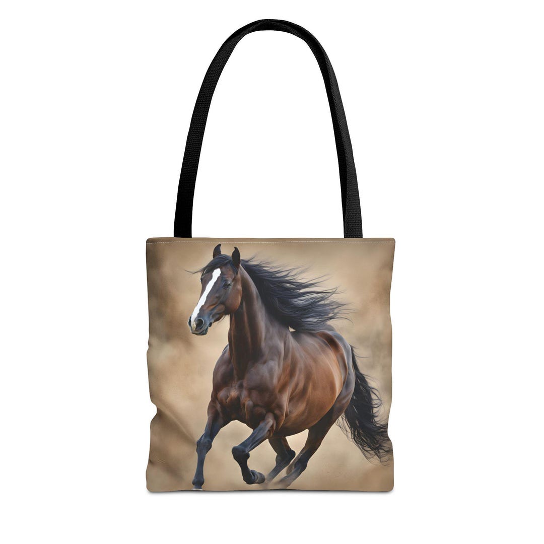Cheval Horse Pattern Tote Bag - Equestrian Canvas Carryall, Equine ...