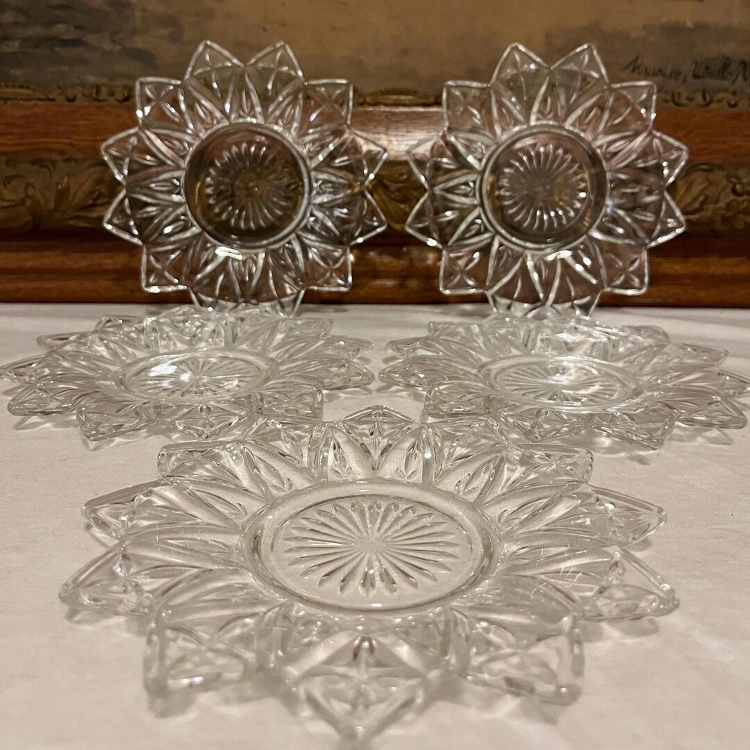 Glass Sun Appetizer Plates Set of Five Glass Sun Plates Vintage Glass ...