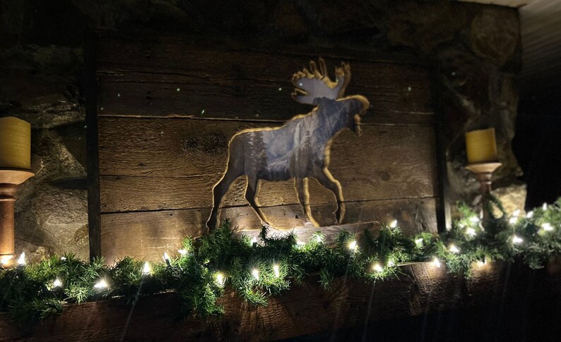 Barn Wood Moose Art Mountains - Etsy