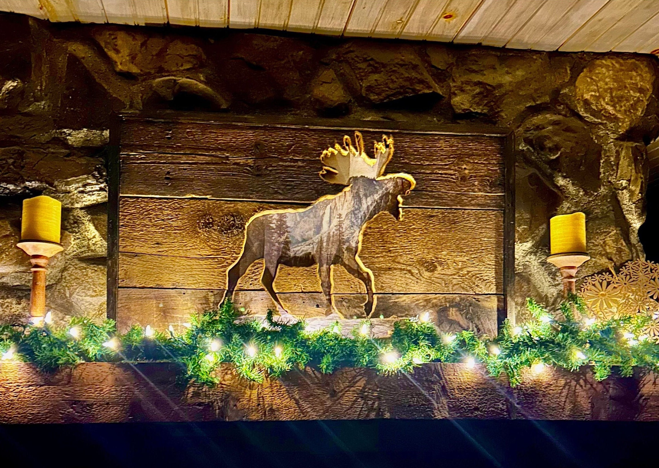 Barn Wood Moose Art Mountains - Etsy