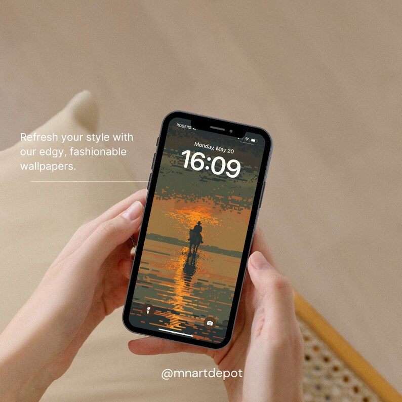 Pixel Art Phone Wallpaper Sunset Minimalist Phone Wallpaper Aesthetic ...