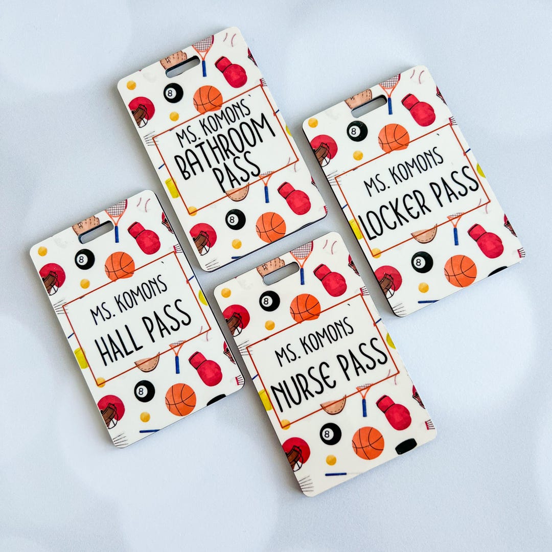 Personalized Teacher Hall Pass Set With Lanyards: Custom Classroom ...
