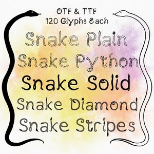 Snake Font Bundle: Procreate Downloadable Fonts, Halloween Snake ...