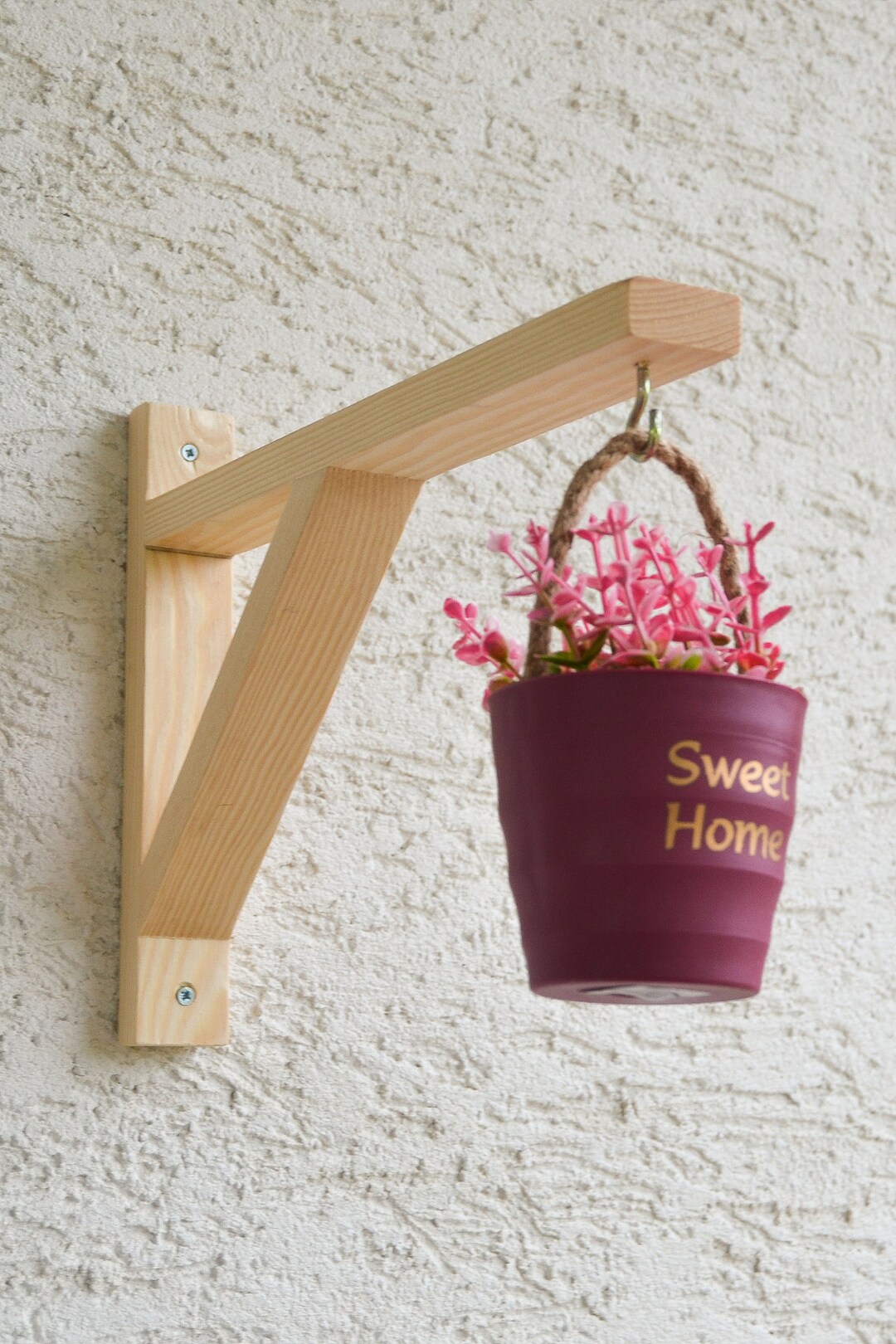 Wooden Wall Plant Hanger Pine Wall Hook for Indoor Plants Minimalist ...