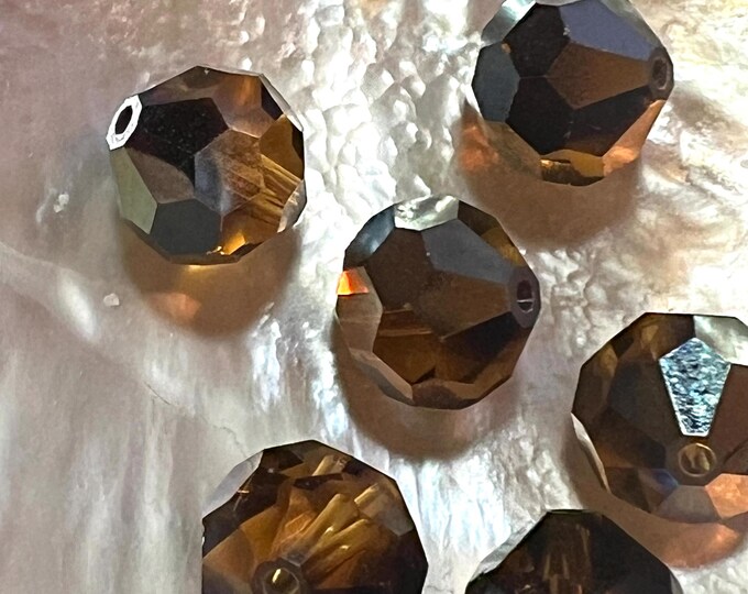 6 Vintage 10mm Mink Swarovski Crystal Tapered Beads Rare Crystal Beads ...