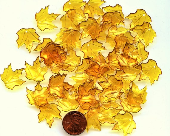 50 Vintage Maple Leaf Plastic Acrylic Charm Pendants Topaz - Etsy