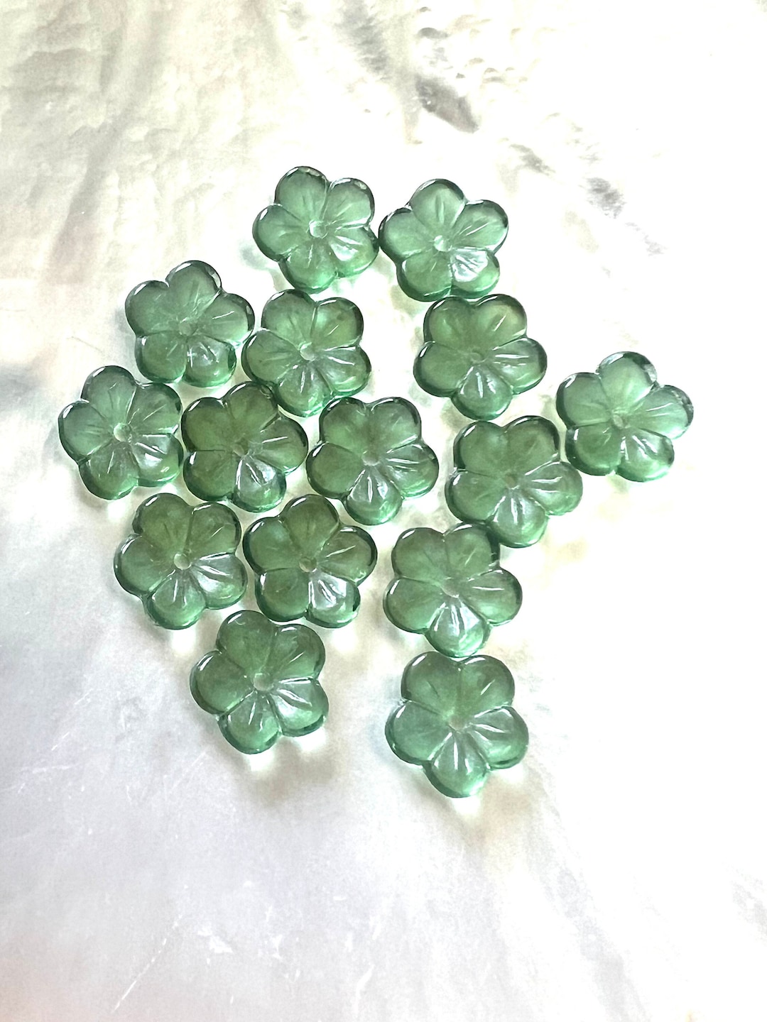 18 Vintage 8mm German Green Tourmaline Slightly Cupped & Textured ...