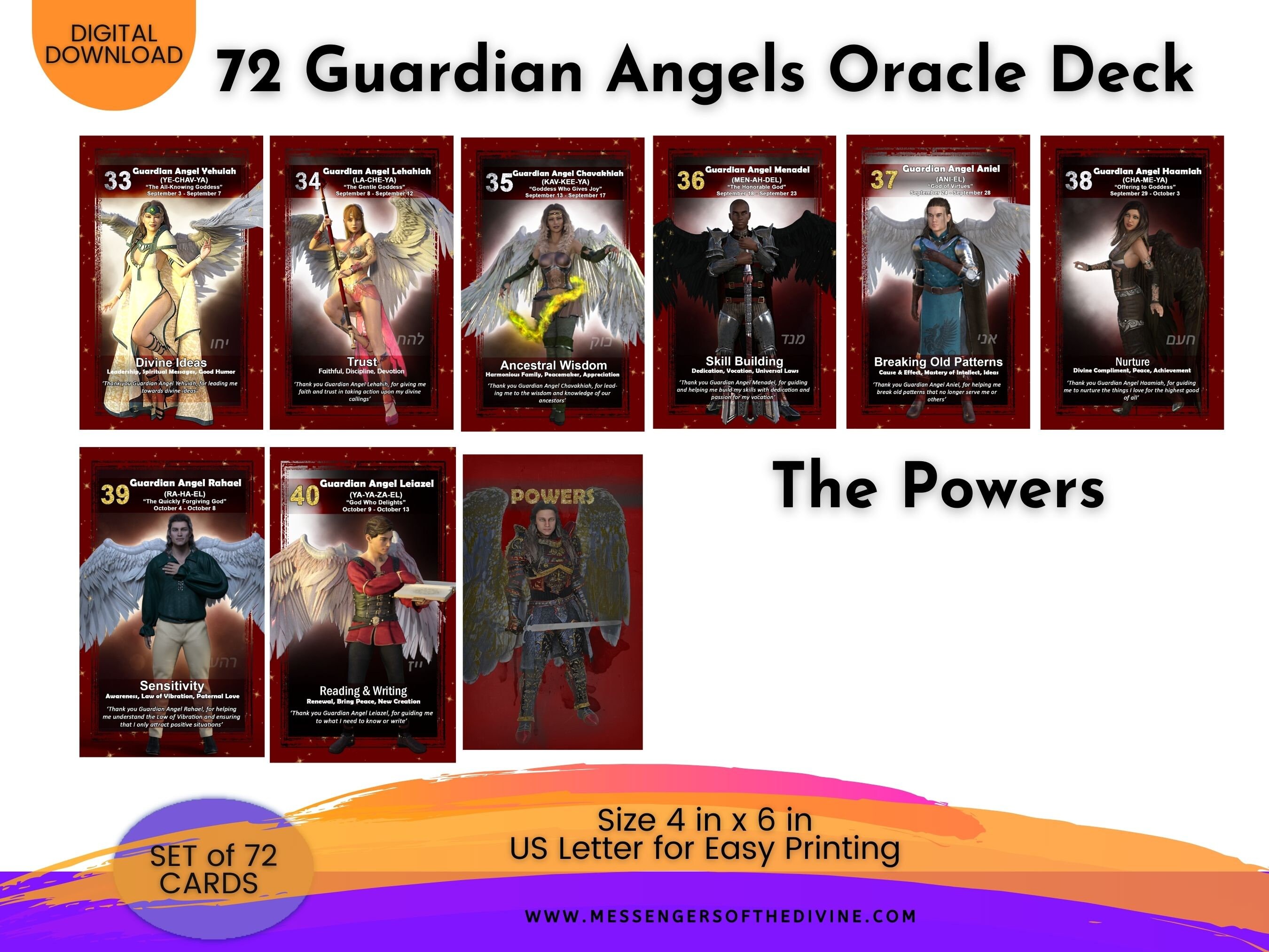 72 Guardian Angels Oracle Deck Printable Oracle Cards Digital Oracle ...