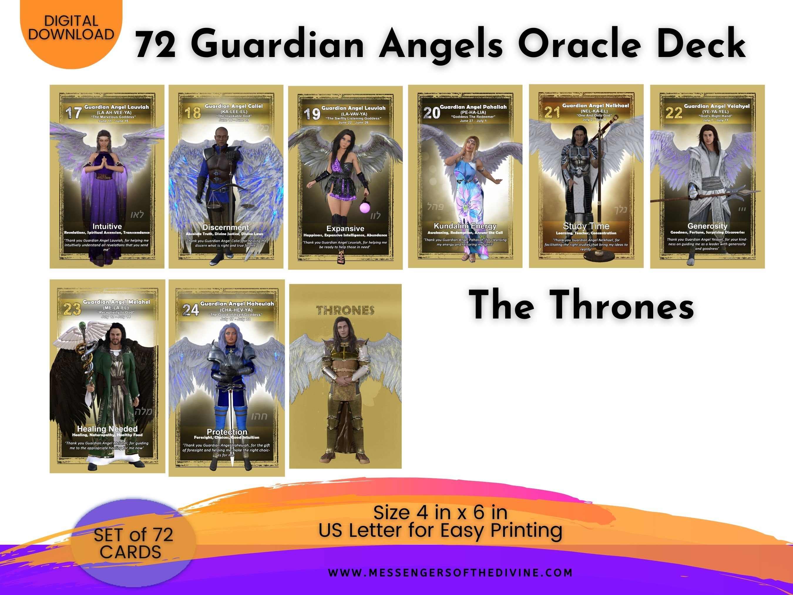 72 Guardian Angels Oracle Deck Printable Oracle Cards Digital Oracle ...