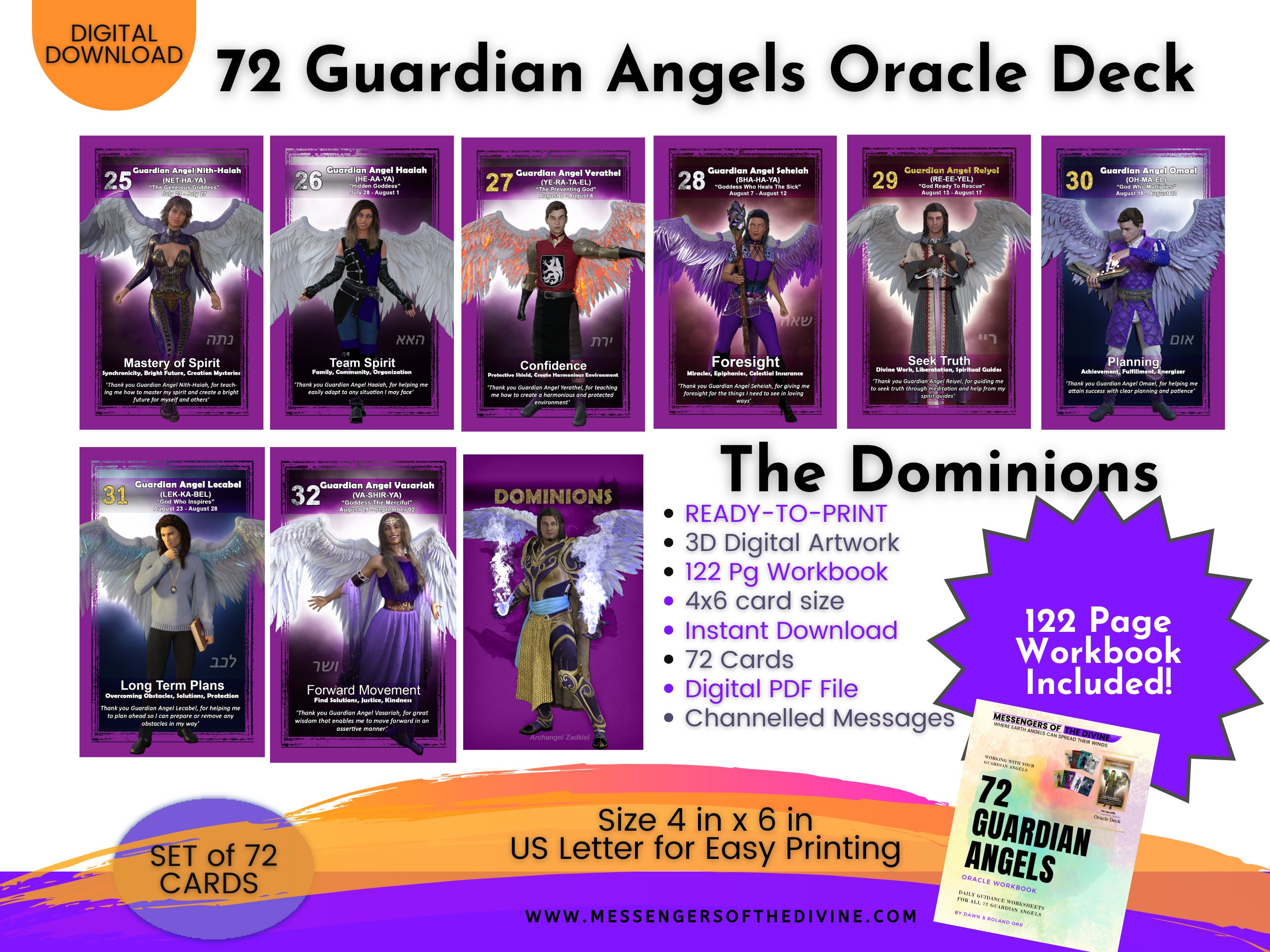 72 Guardian Angels Oracle Deck Printable Oracle Cards - Digital Oracle ...