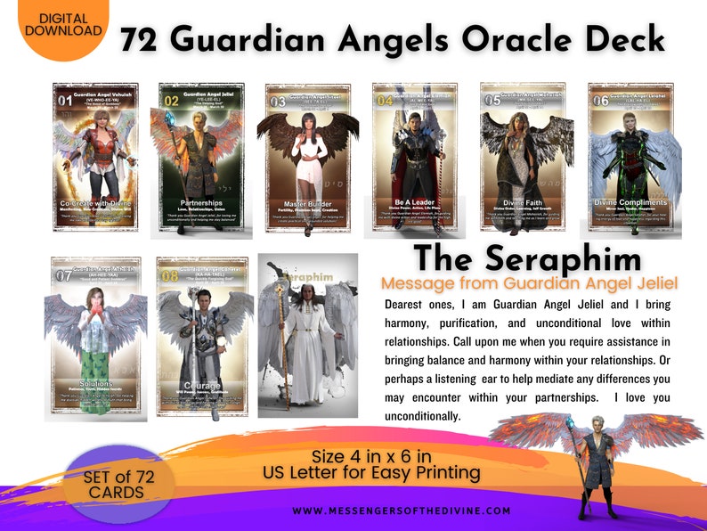 72 Guardian Angels Oracle Deck Printable Oracle Cards - Digital Oracle ...