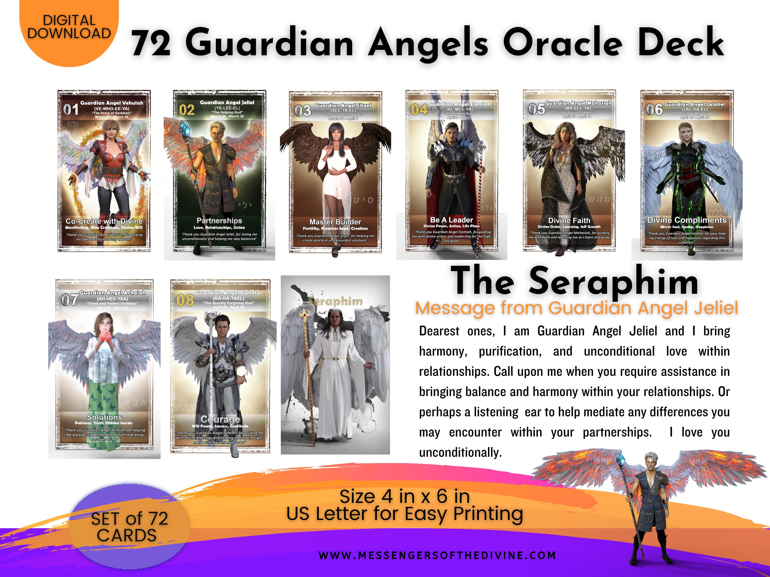 72 Guardian Angels Oracle Deck Printable Oracle Cards - Digital Oracle ...