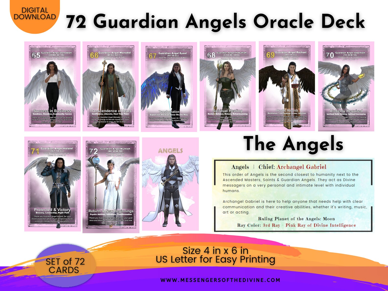 72 Guardian Angels Oracle Deck Printable Oracle Cards - Digital Oracle ...