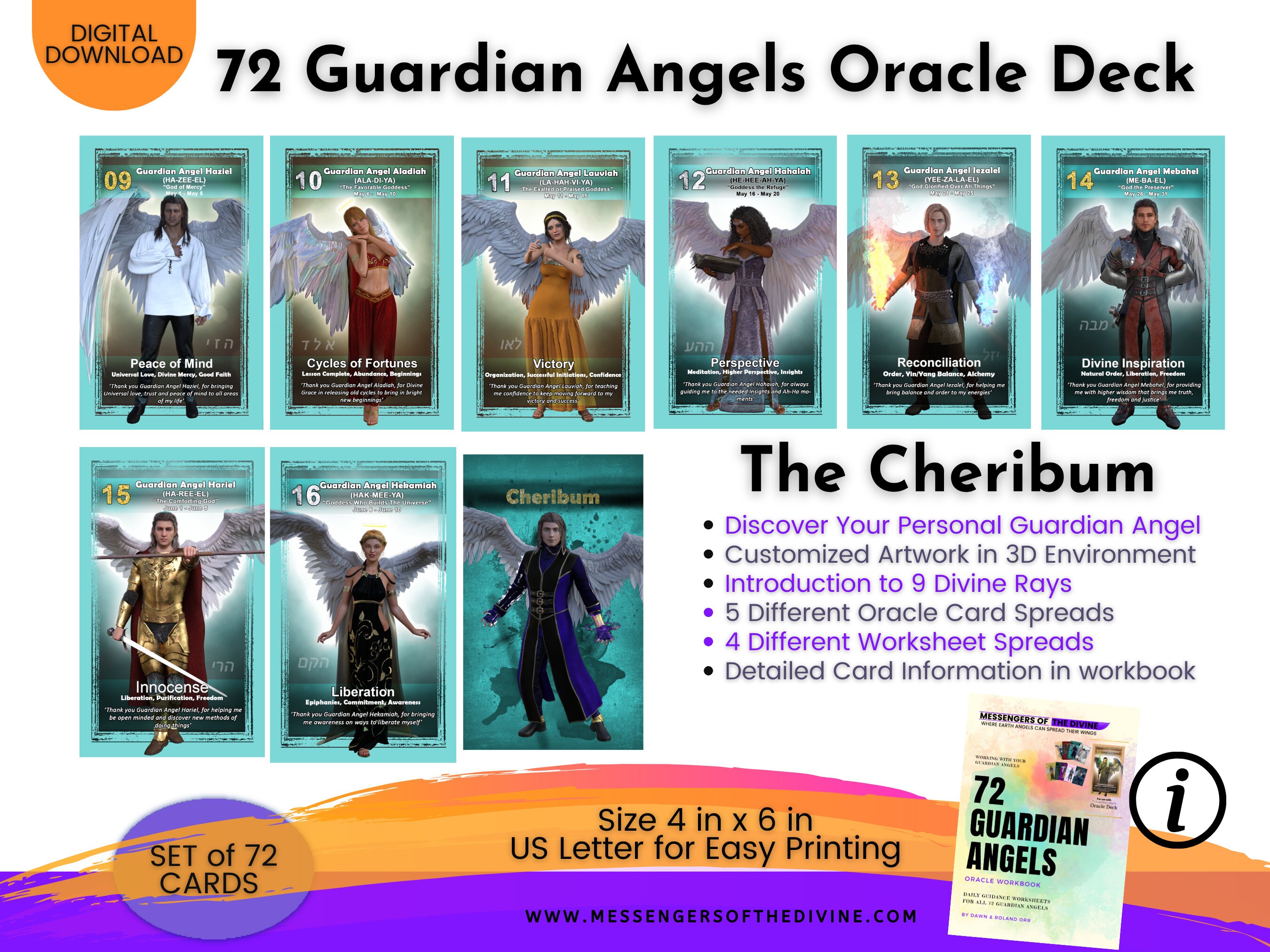 72 Guardian Angels Oracle Deck Printable Oracle Cards - Digital Oracle ...