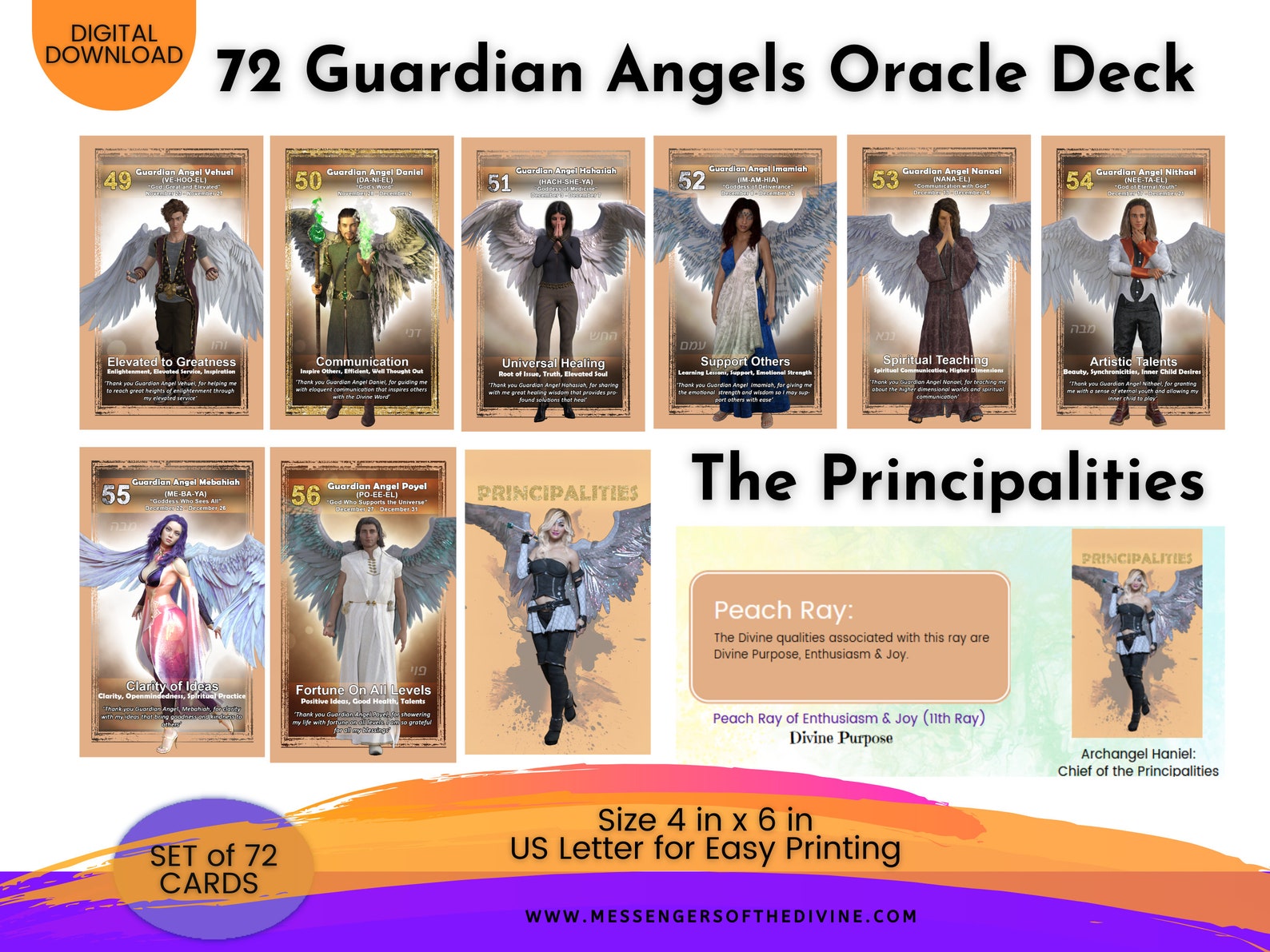 72 Guardian Angels Oracle Deck Printable Oracle Cards - Digital Oracle ...