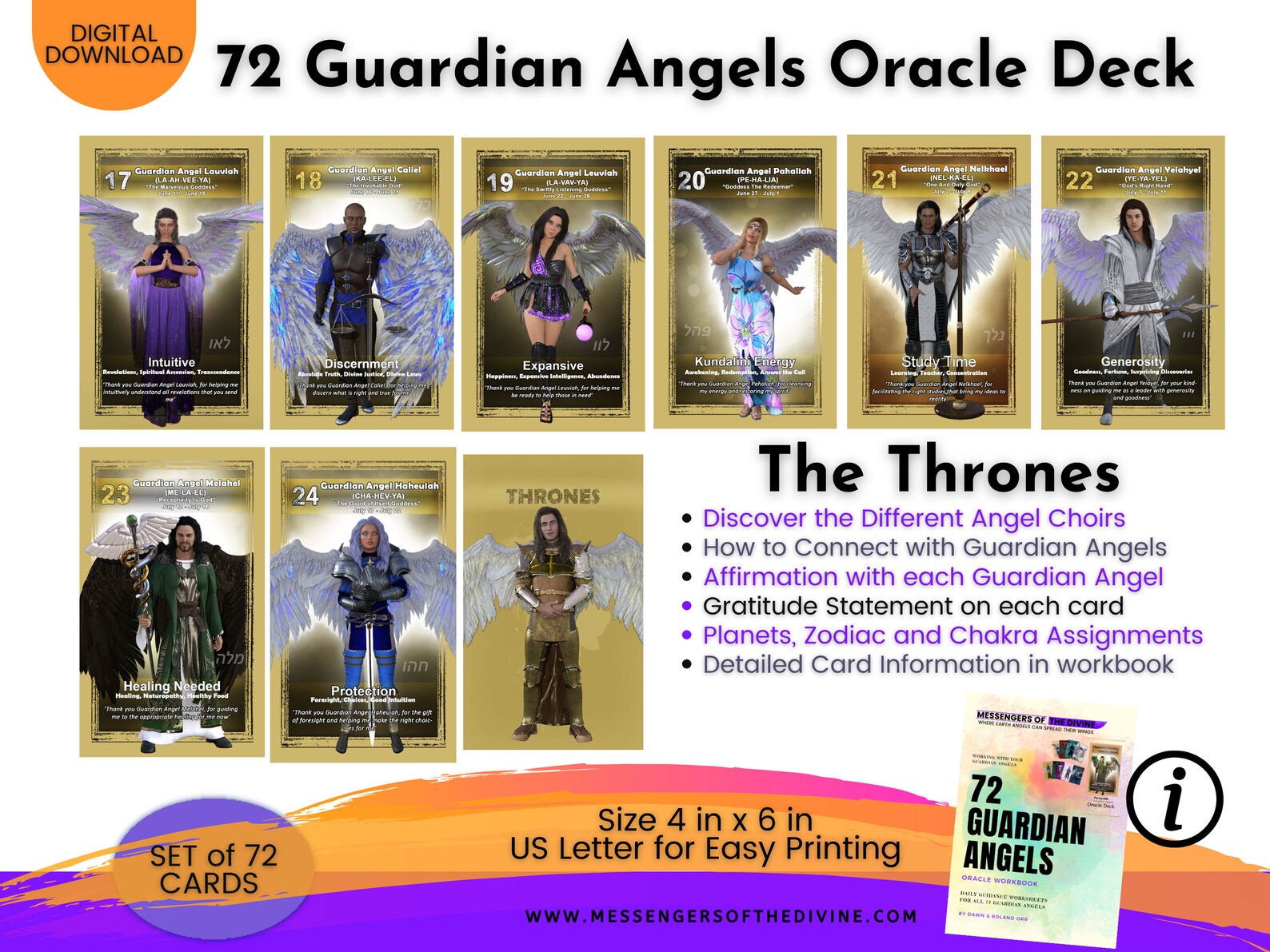72 Guardian Angels Oracle Deck Printable Oracle Cards - Digital Oracle ...