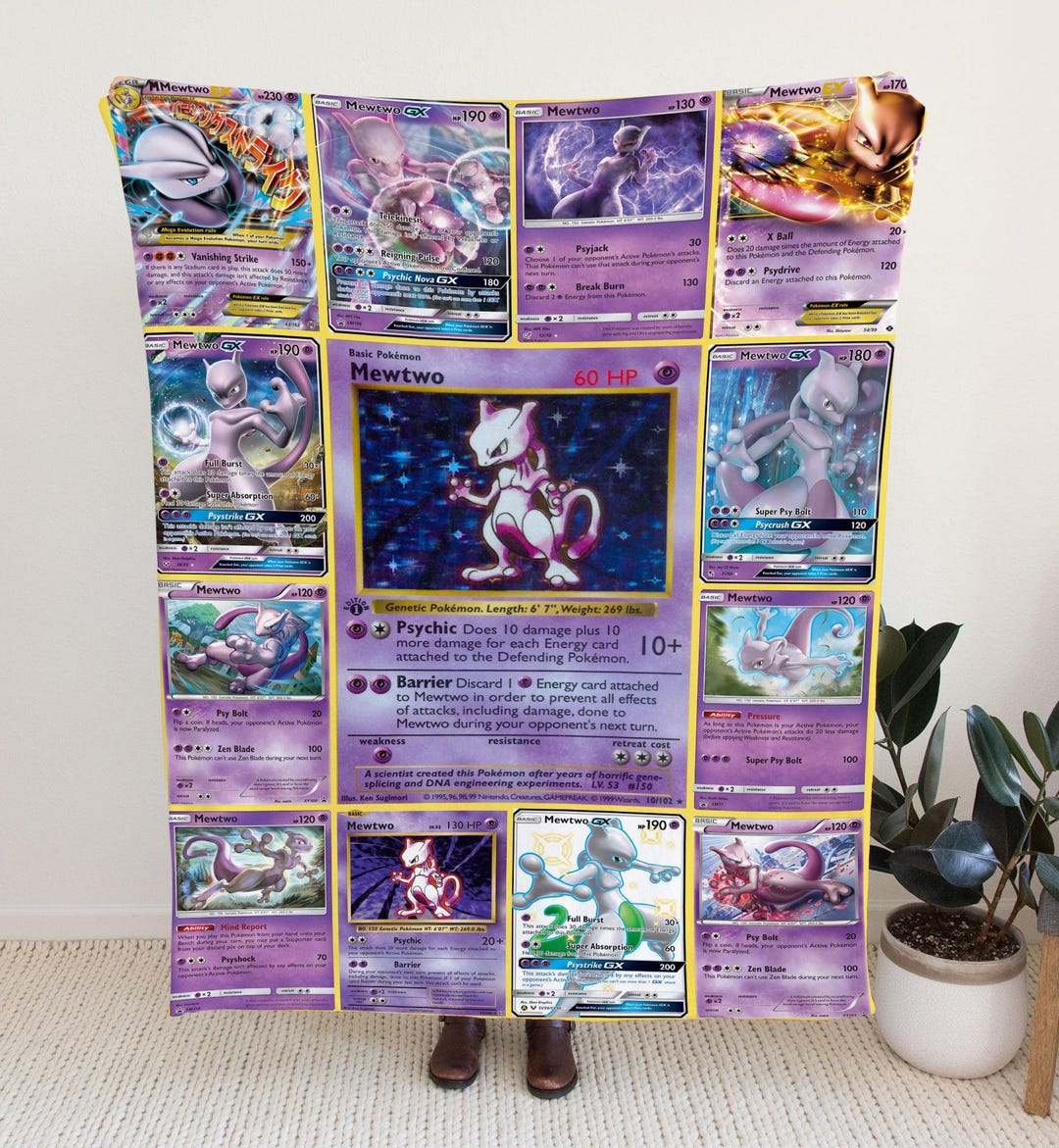 Made in Usa Personalized Multi Mewtwo Version 1 Blanket - Etsy