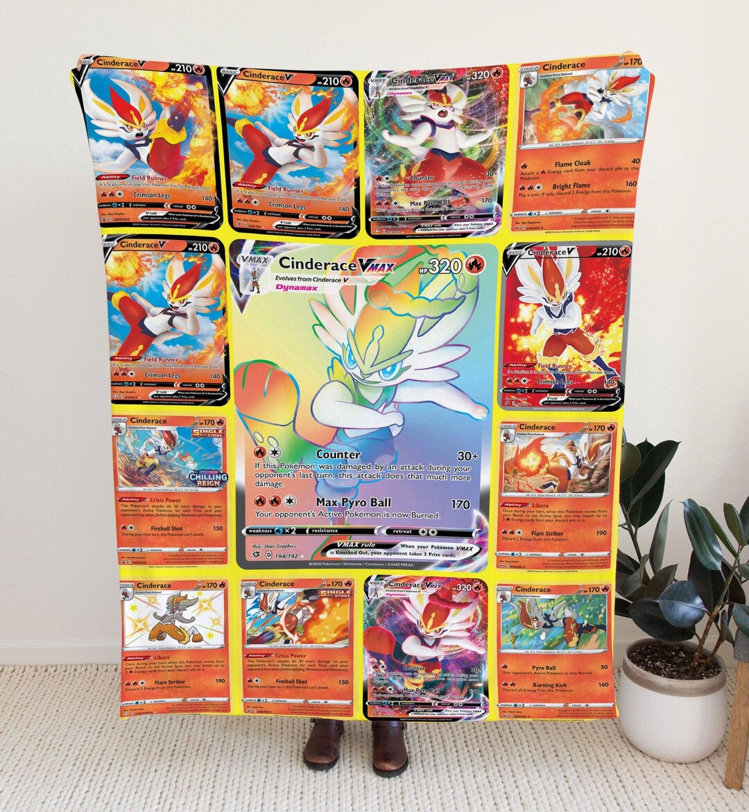 Personalized Multi Cinderace Blanket | Custom Name PK Blanket, Throw ...