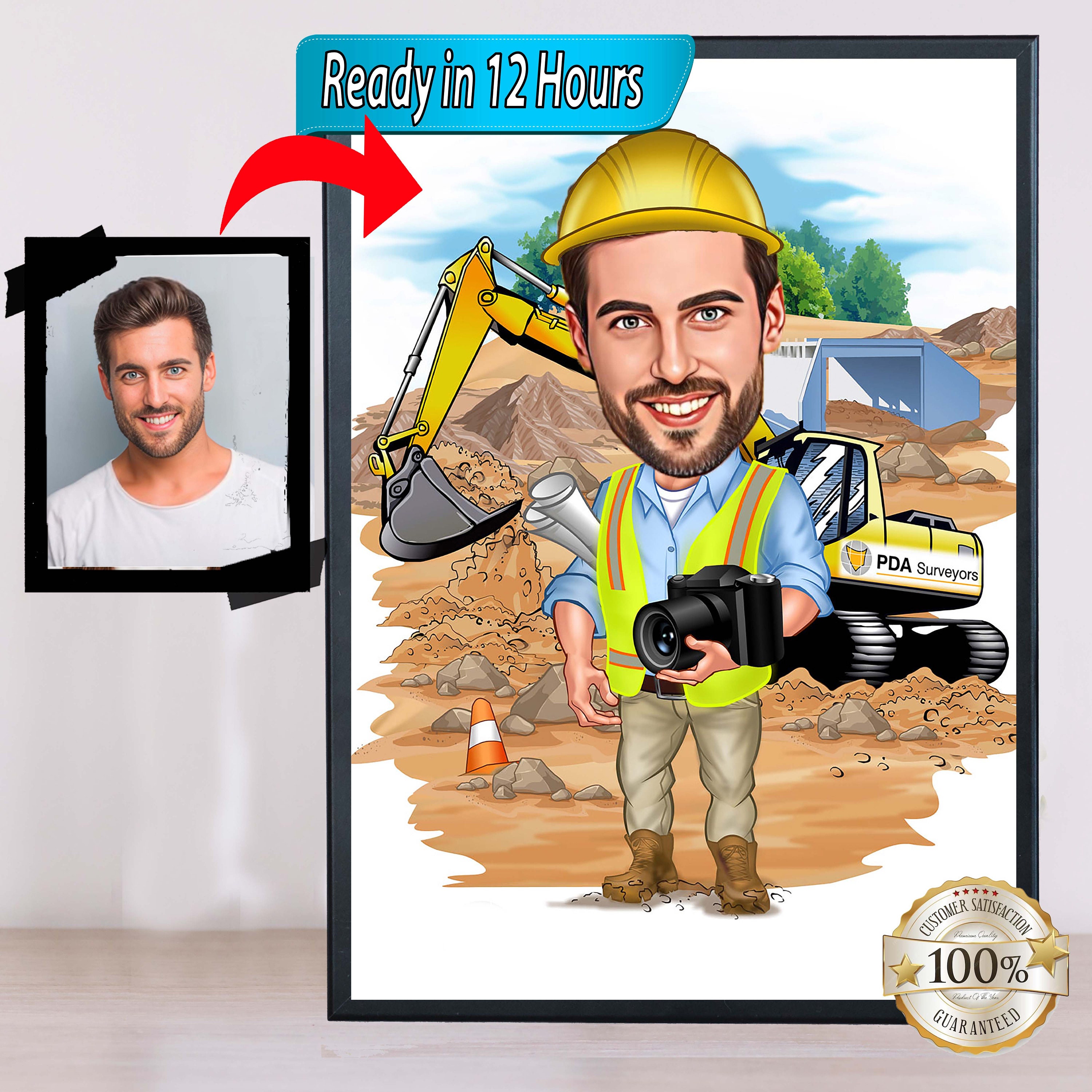 Civil Engineer Caricature Portrait – Personalized Digital Download - Etsy
