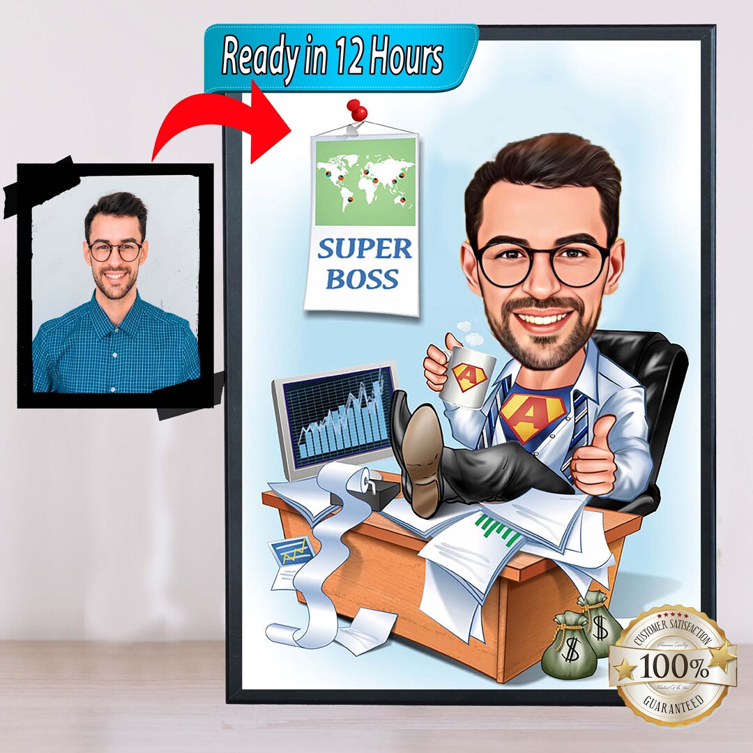 Super Boss Cartoon Portrait, Super Boss Caricature, Boss Caricature ...