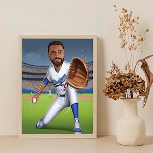 Los Angeles Dodgers Cartoon Portrait Custom Baseball Player Caricature ...