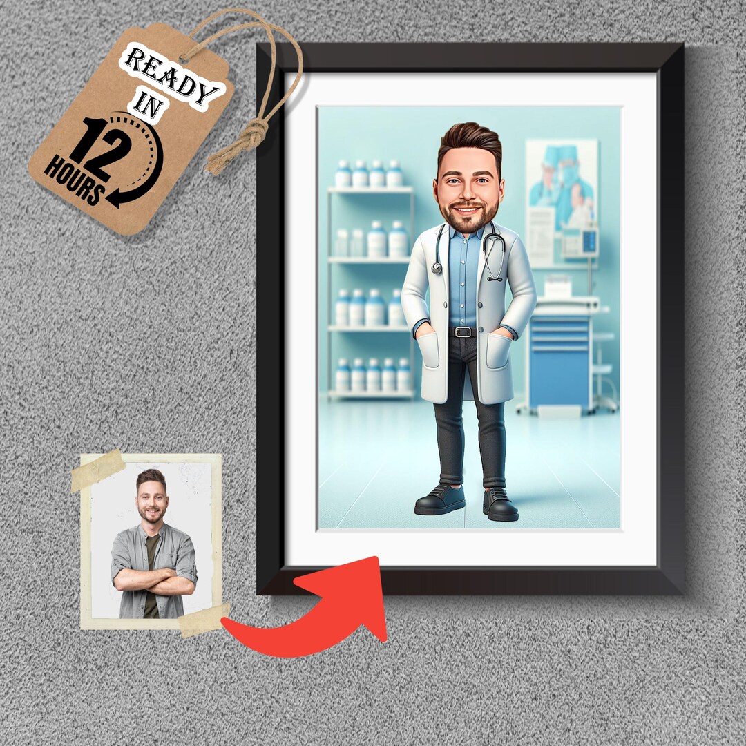 Personalized Internal Medicine Doctor Cartoon From Photo Gift for Him ...