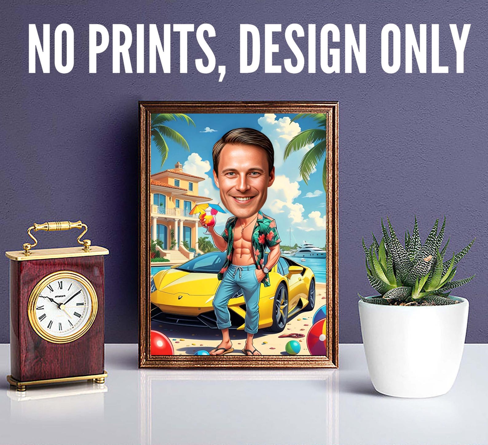 Custom Hand-drawn Caricature, Luxury Lifestyle Portrait (digital ...