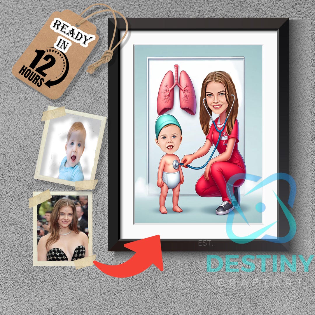 Custom Pulmonologist Cartoon Portrait, Pulmonologist Caricature ...