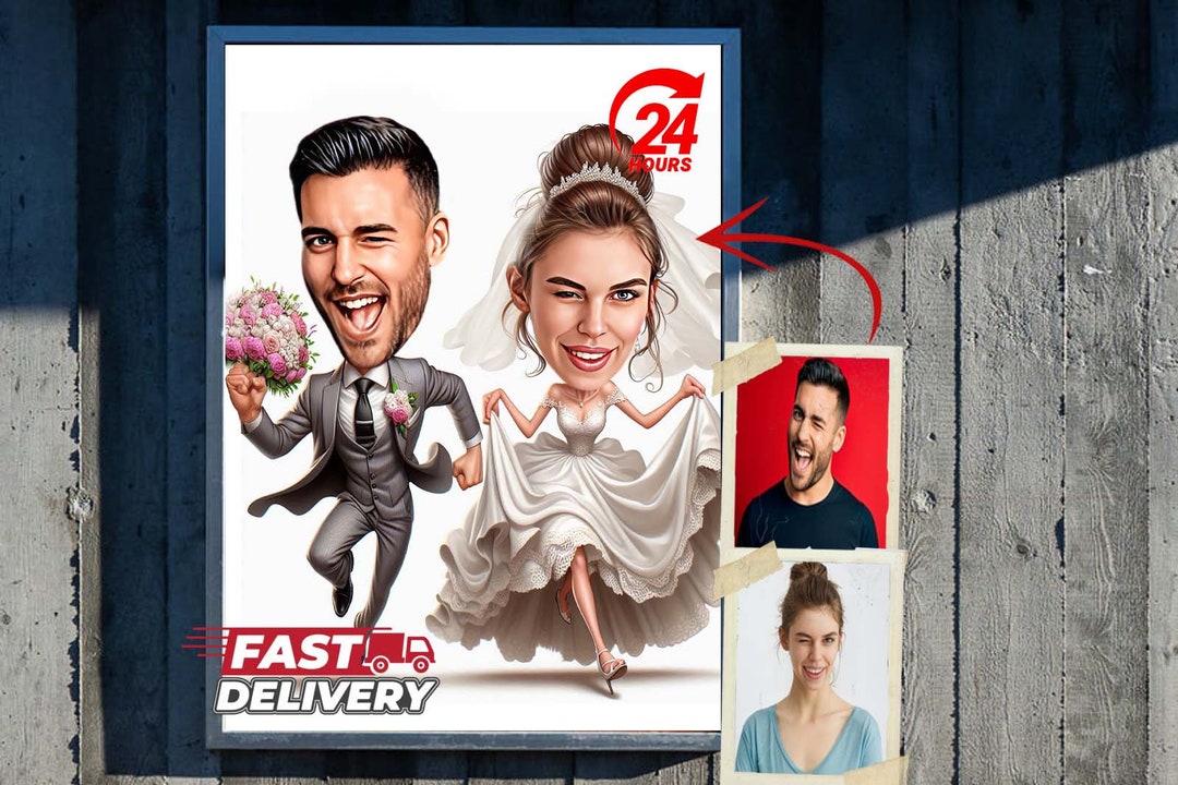 Custom Couple Cartoon Portrait Couple Caricature Funny Cyclist Cartoon ...