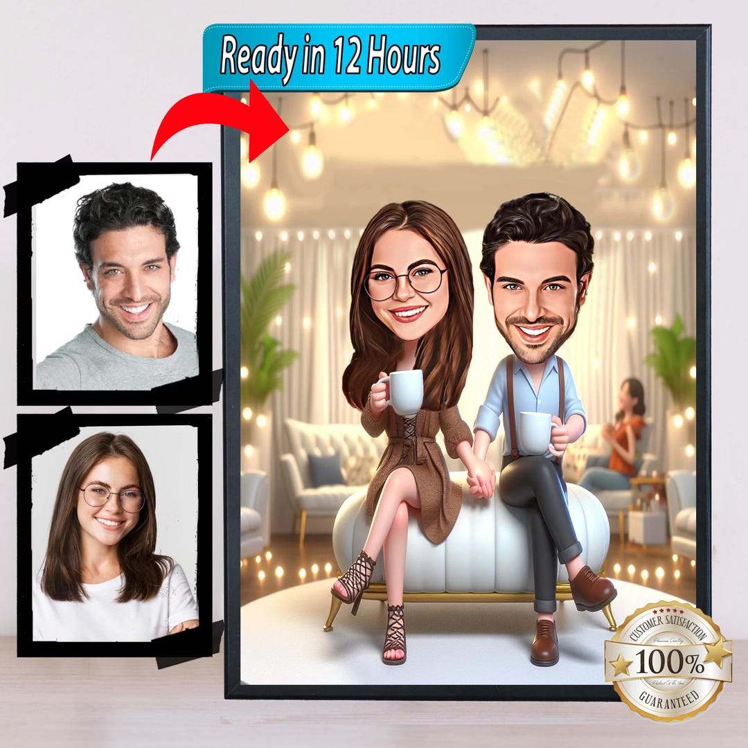 Personalized Married Couple Cartoon Portrait Couple Gift Wedding Caricature Wedding Portrait ...