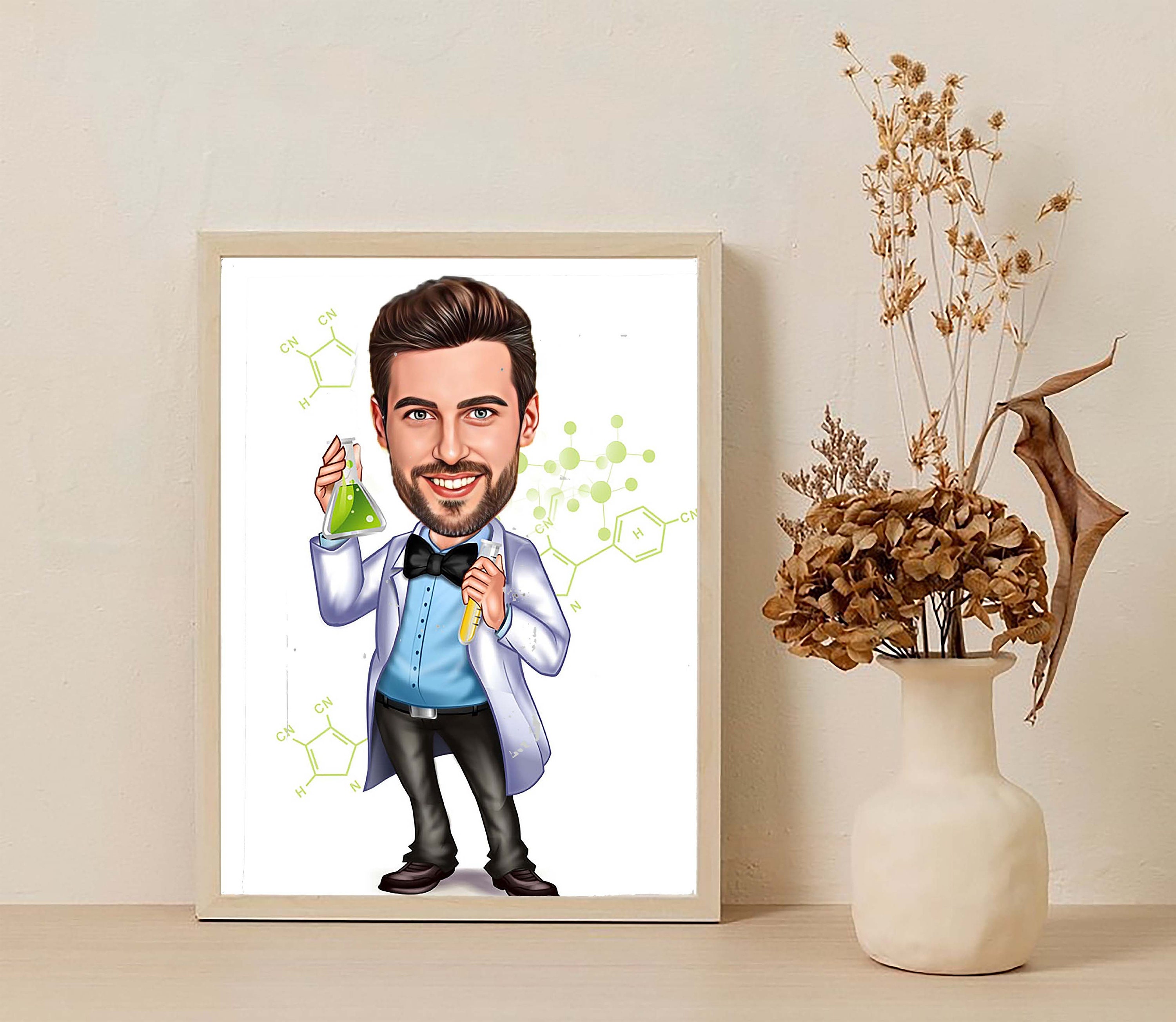 Custom Lab Tech Cartoon Portrait, Lab Tech Caricature, Gift for Lab ...