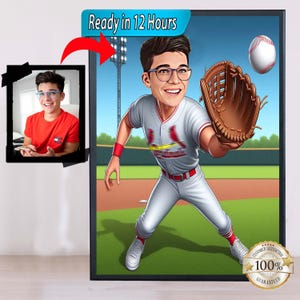 Custom St. Louis Cardinals Baseball Cartoon Portrait (digital Download ...