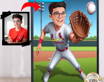 St. Louis Cardinals Cartoon Portrait Custom Baseball Player Caricature ...