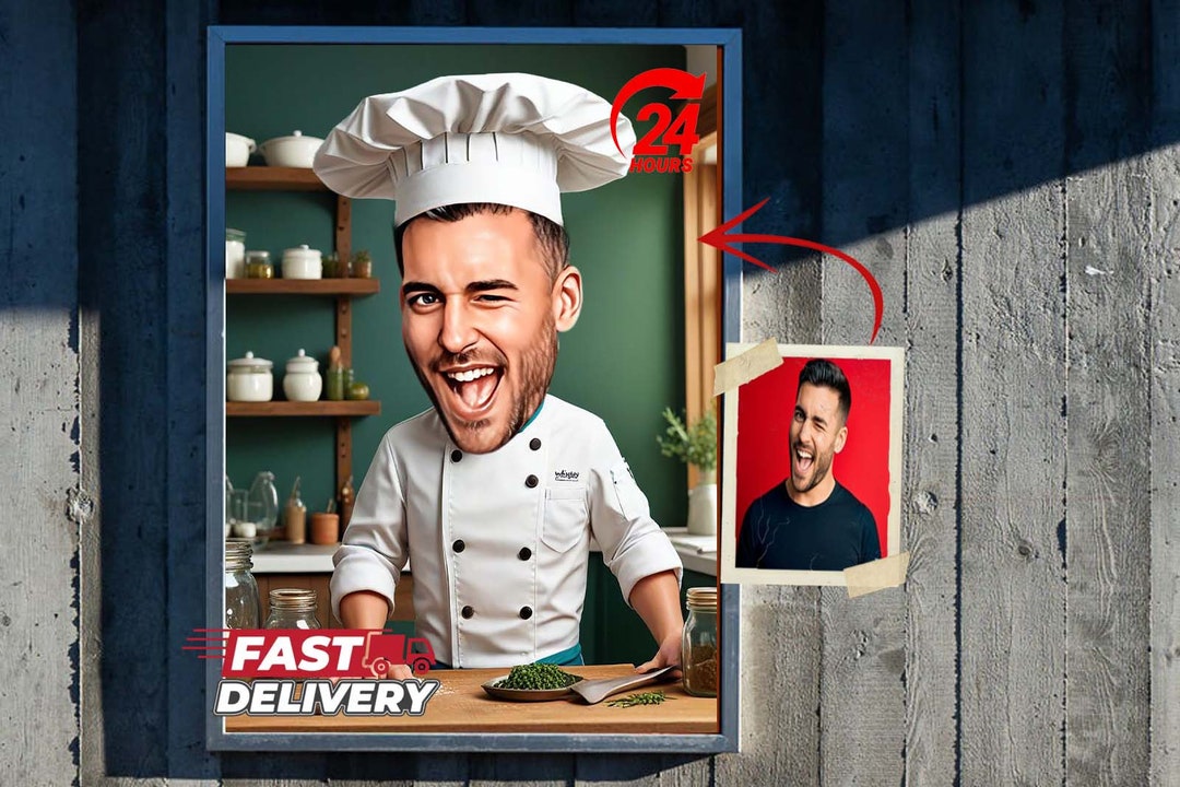 CHEF Caricature Perfect for Cooking Chef's Masterpiece Celebrating ...