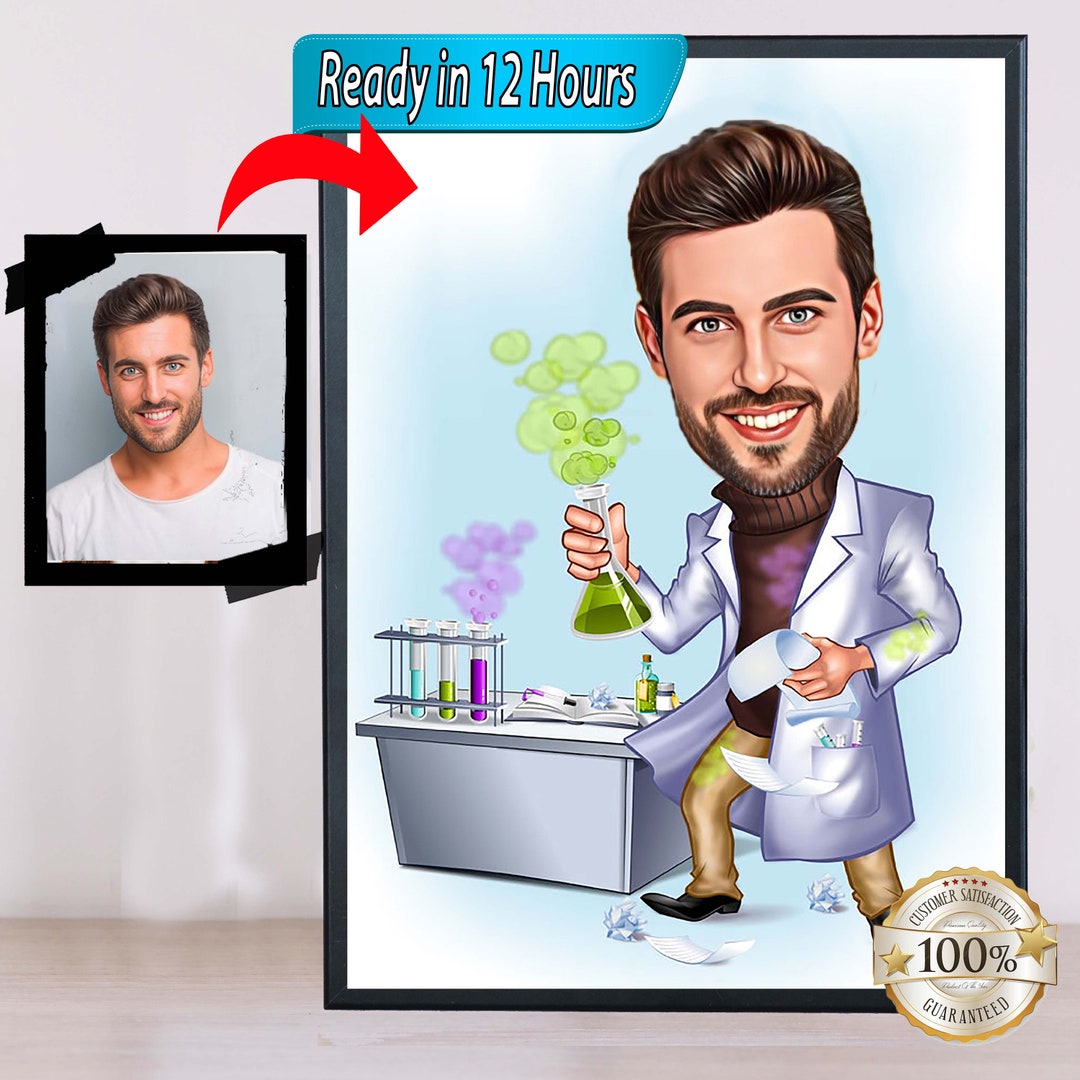 Custom Lab Tech Cartoon Portrait, Lab Tech Caricature, Gift for Lab ...