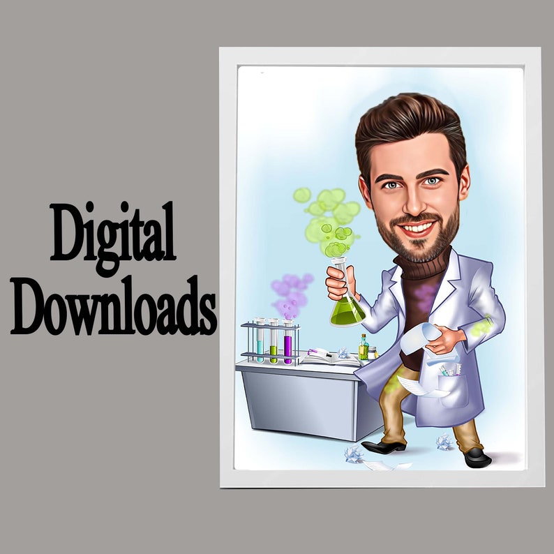 Custom Lab Tech Cartoon Portrait, Lab Tech Caricature, Gift for Lab ...