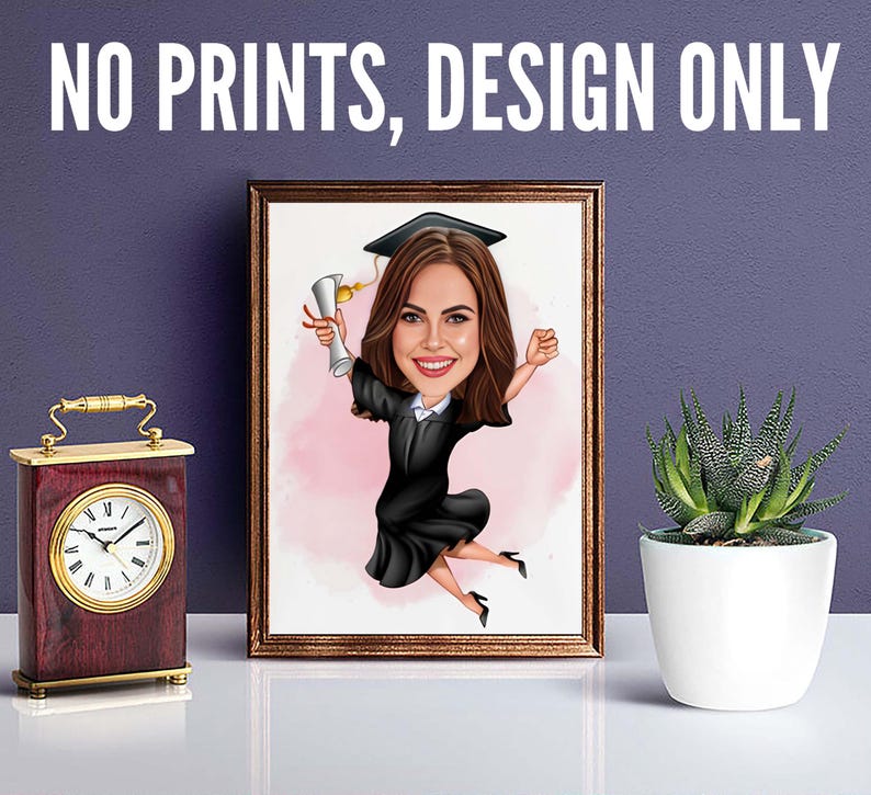Custom Graduation Caricature Portrait, Personalized Cartoon (digital ...