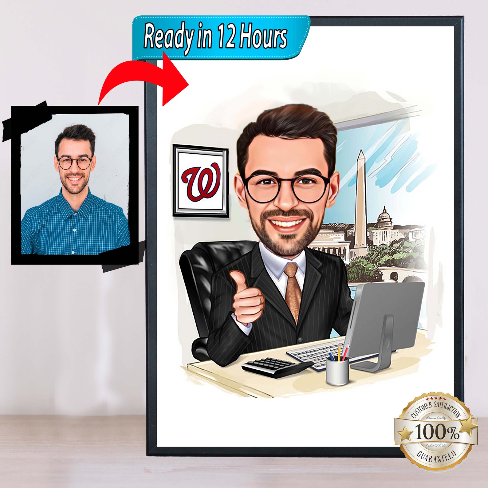 Custom Boss Portrait, Boss Birthday Gift,bosses Day Gift Ideas for Him ...