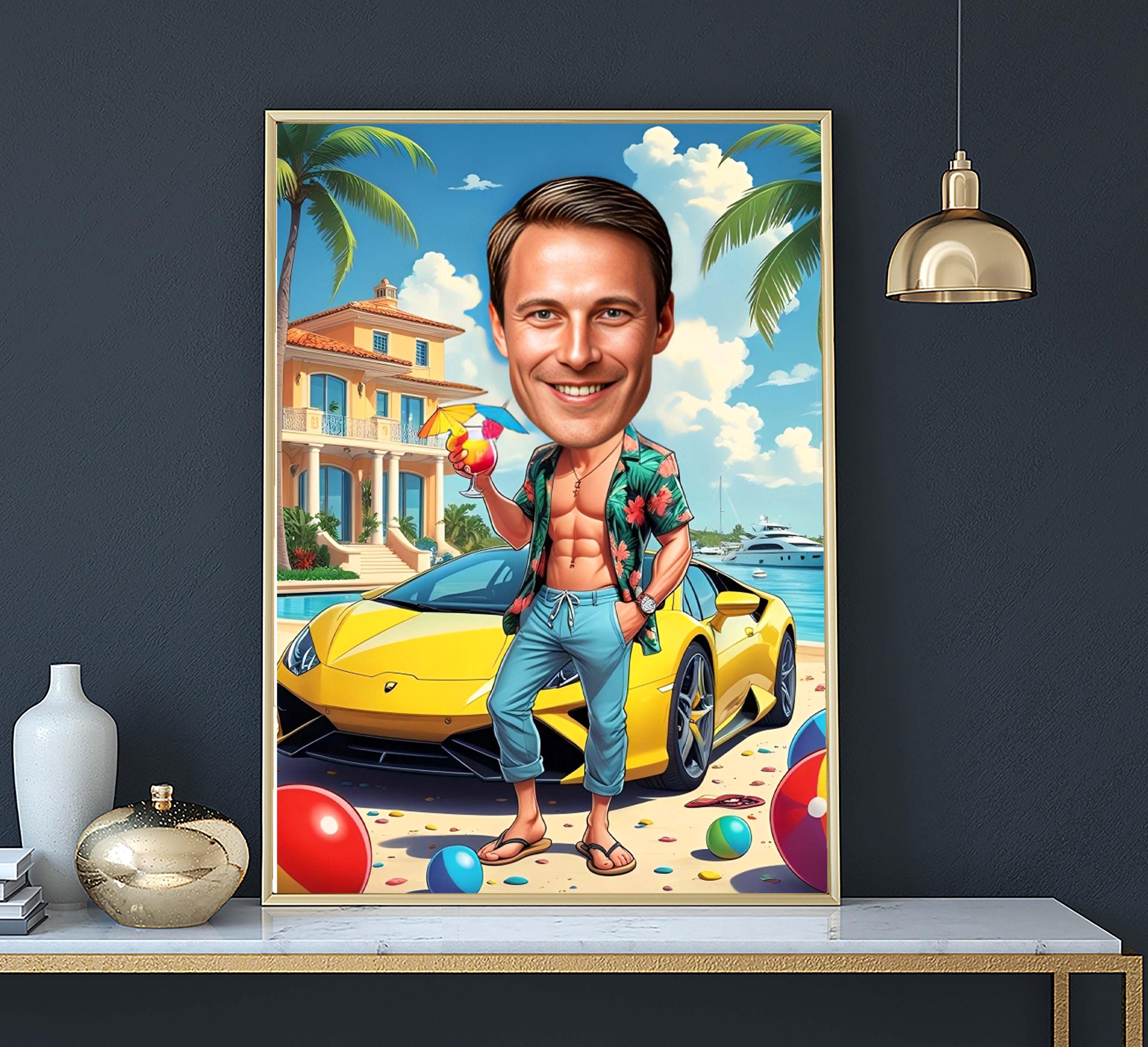 Custom Hand-drawn Caricature, Luxury Lifestyle Portrait (digital ...