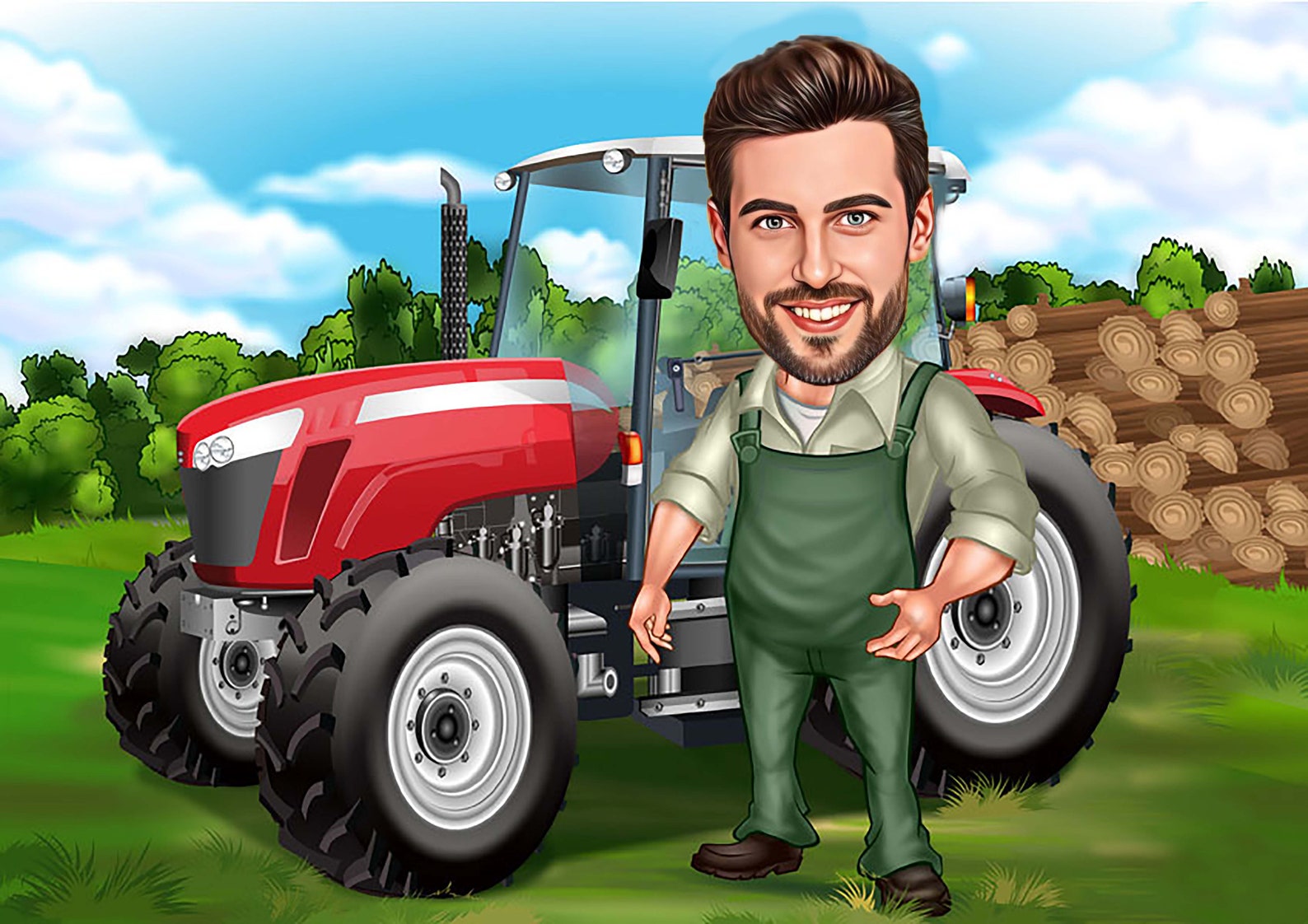 Custom Farmer Caricature: Unique Hand-drawn Portrait (digital Delivery ...