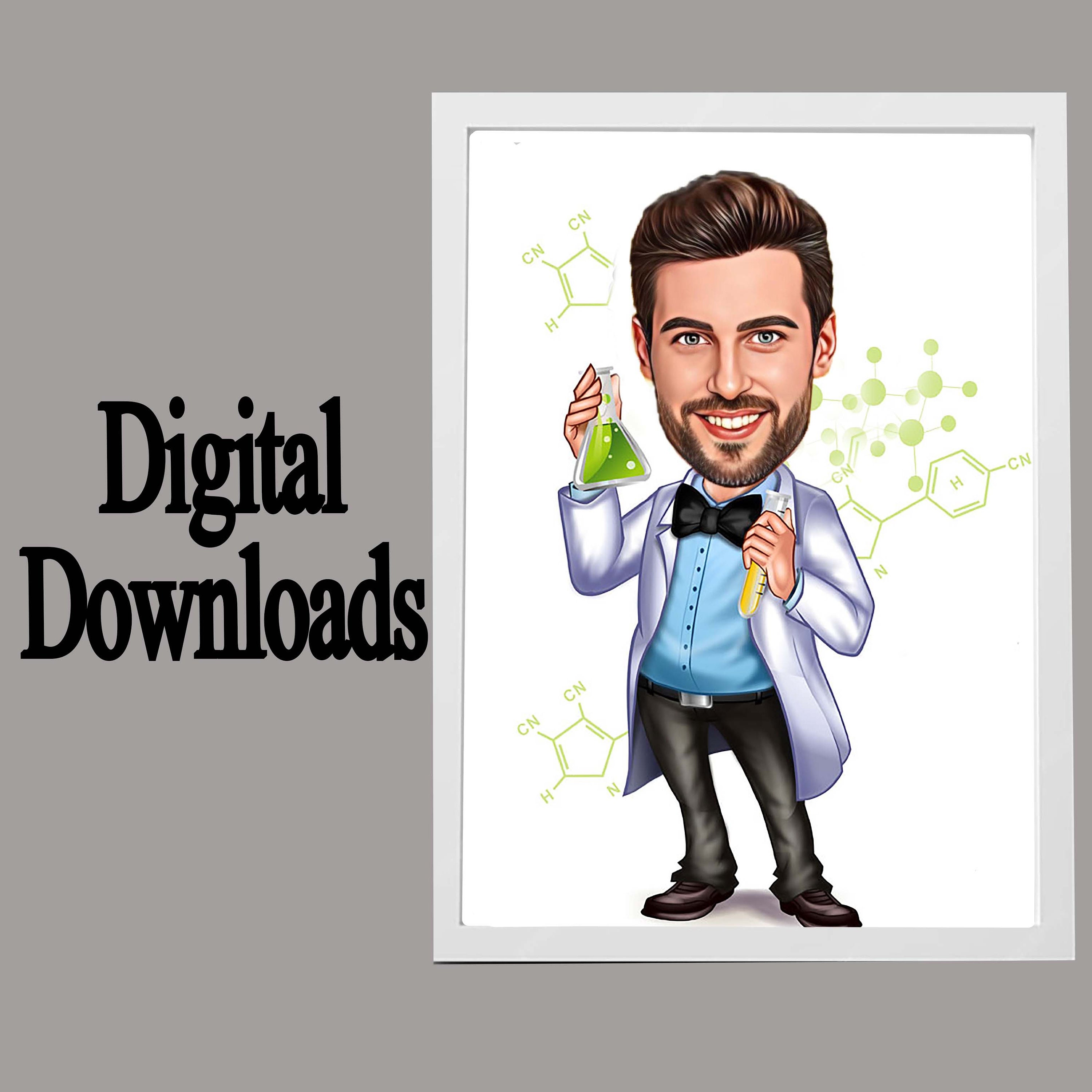 Custom Lab Tech Cartoon Portrait, Lab Tech Caricature, Gift for Lab ...
