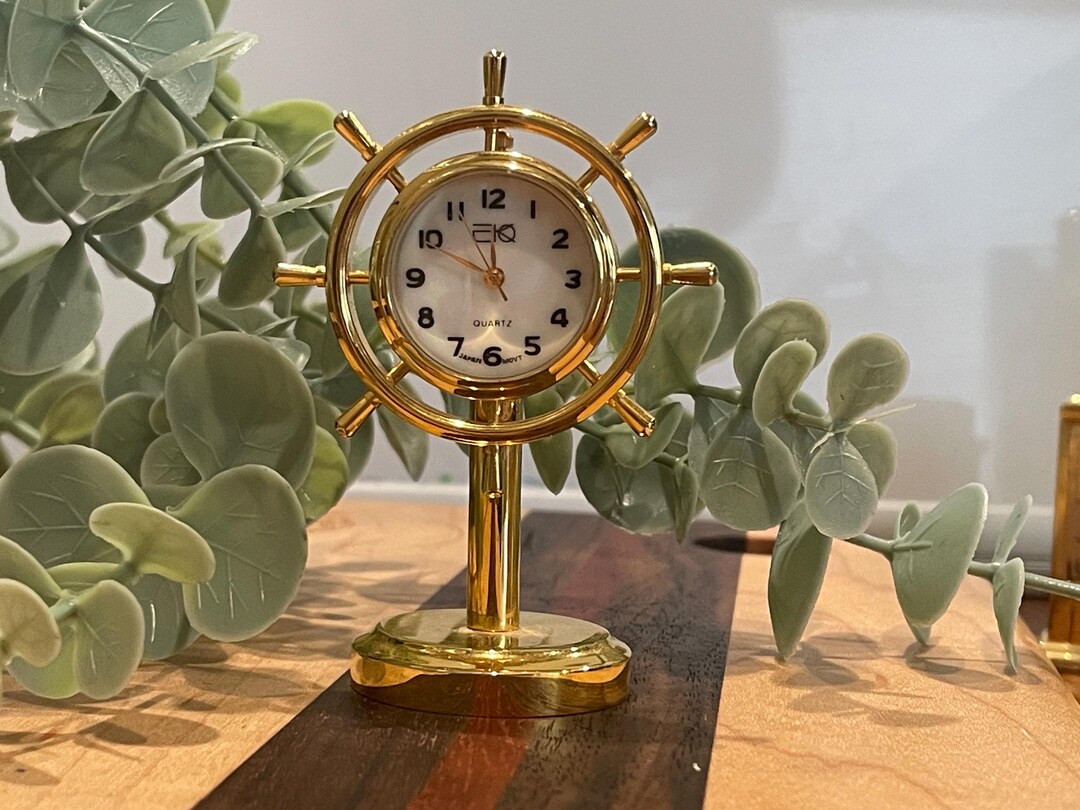 AKO Vintage Mini Ship Wheel Desk Clock - Etsy