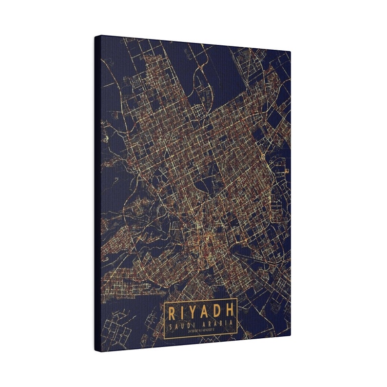 Riyadh at Night City Map Canvas Painting - Etsy