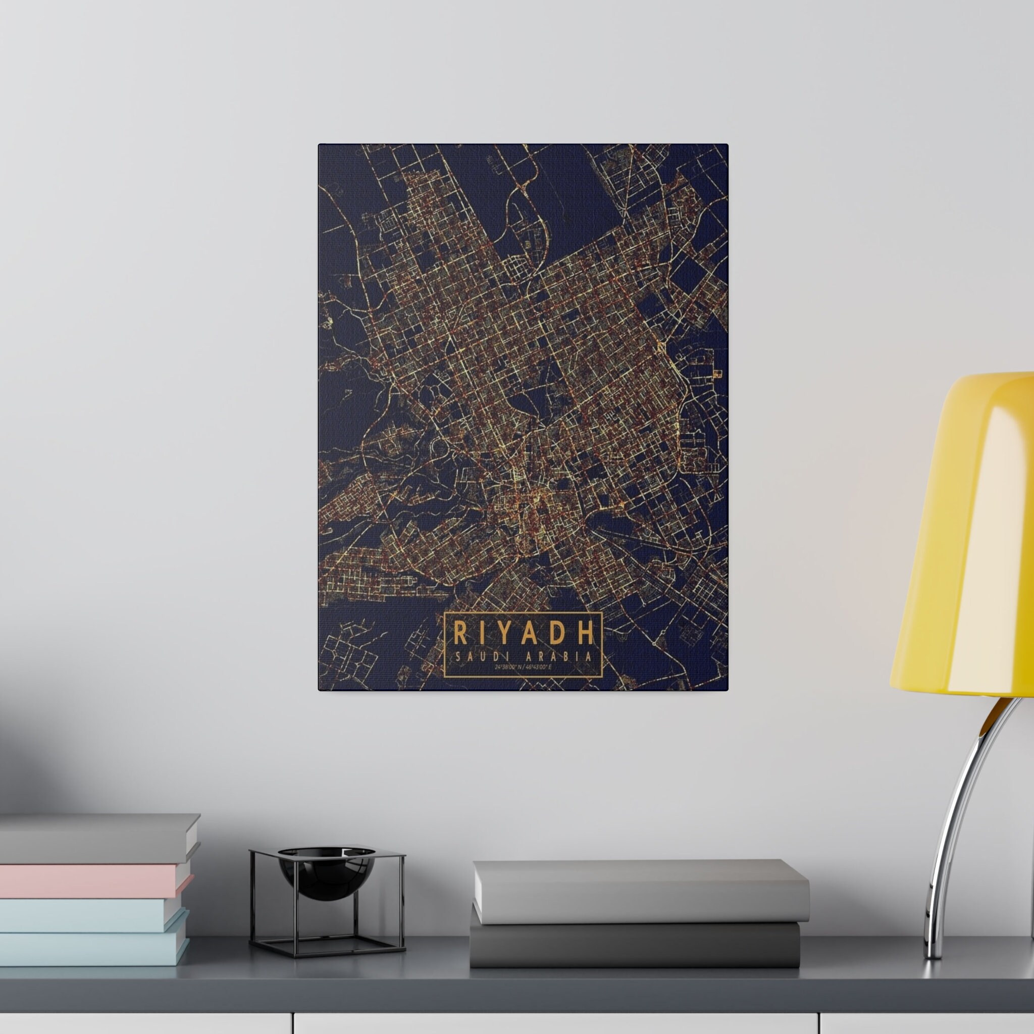 Riyadh at Night City Map Canvas Painting - Etsy