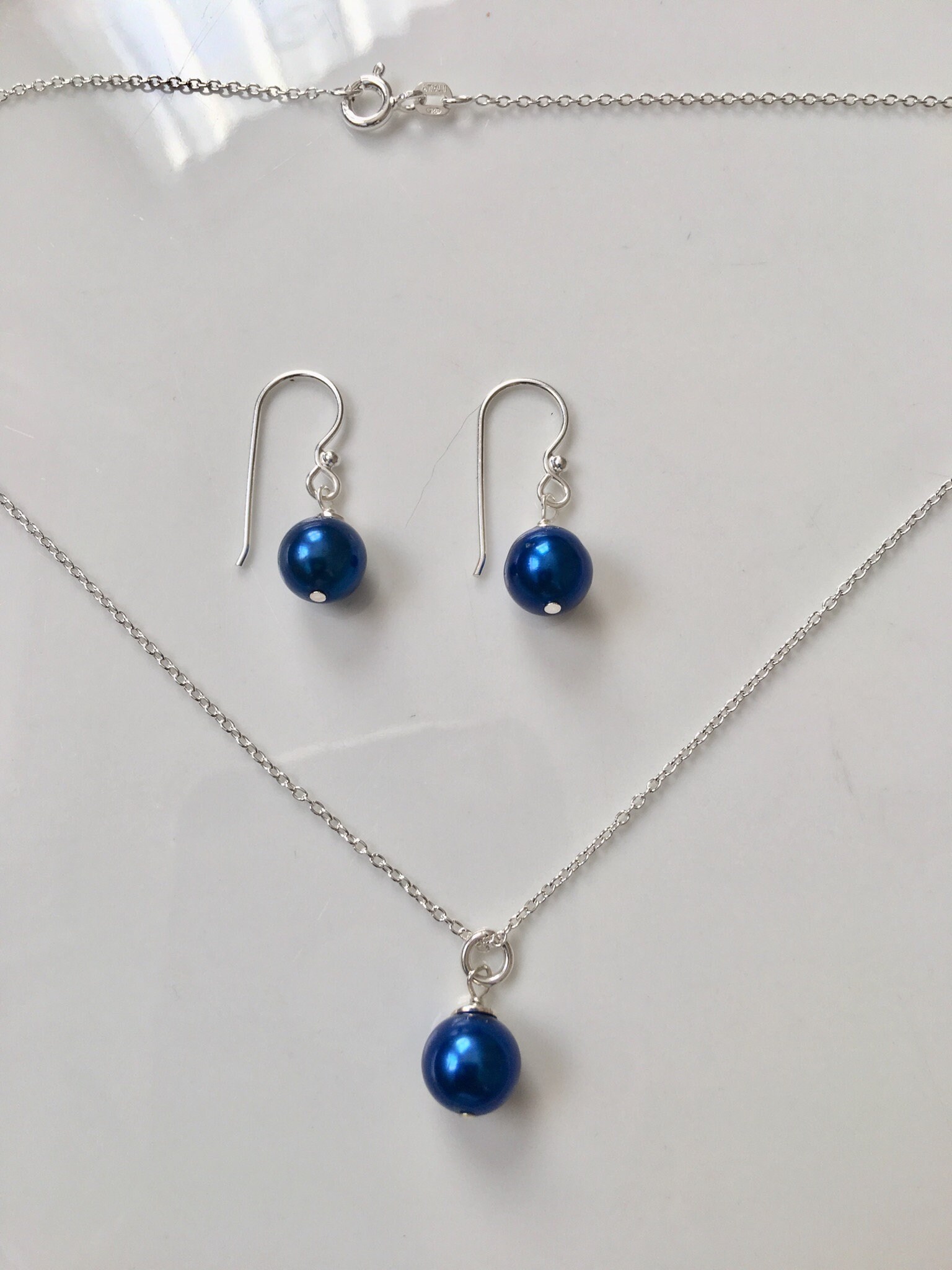 Collar de perlas azules con plata de ley collar de perlas de | Etsy