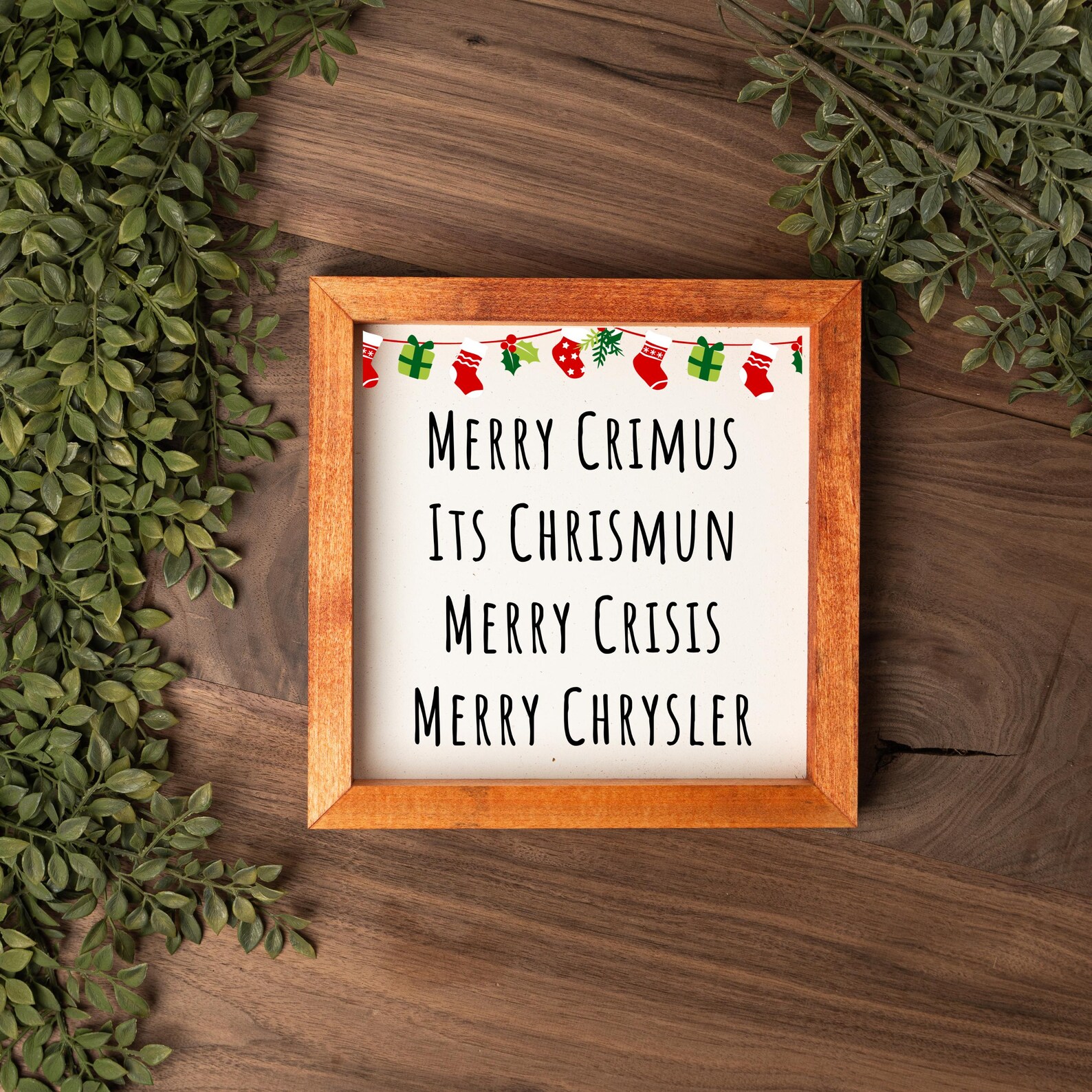 Christmas Wood Sign, Funny Wood Framed Sign Christmas Decor, Merry ...