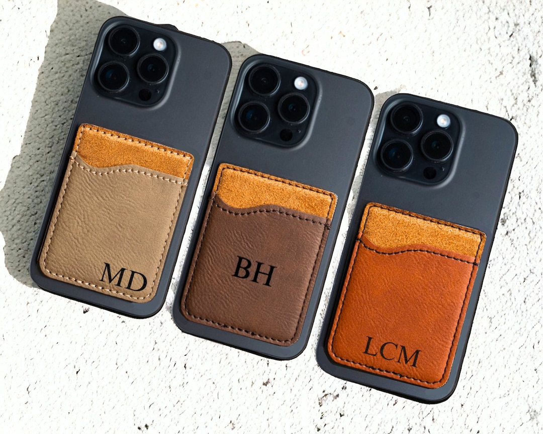Custom Laser Engraved Leather Phone Wallet, Personalized Card Holder ...