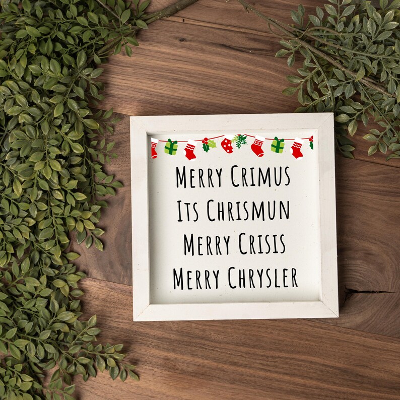 Christmas Wood Sign, Funny Wood Framed Sign Christmas Decor, Merry ...