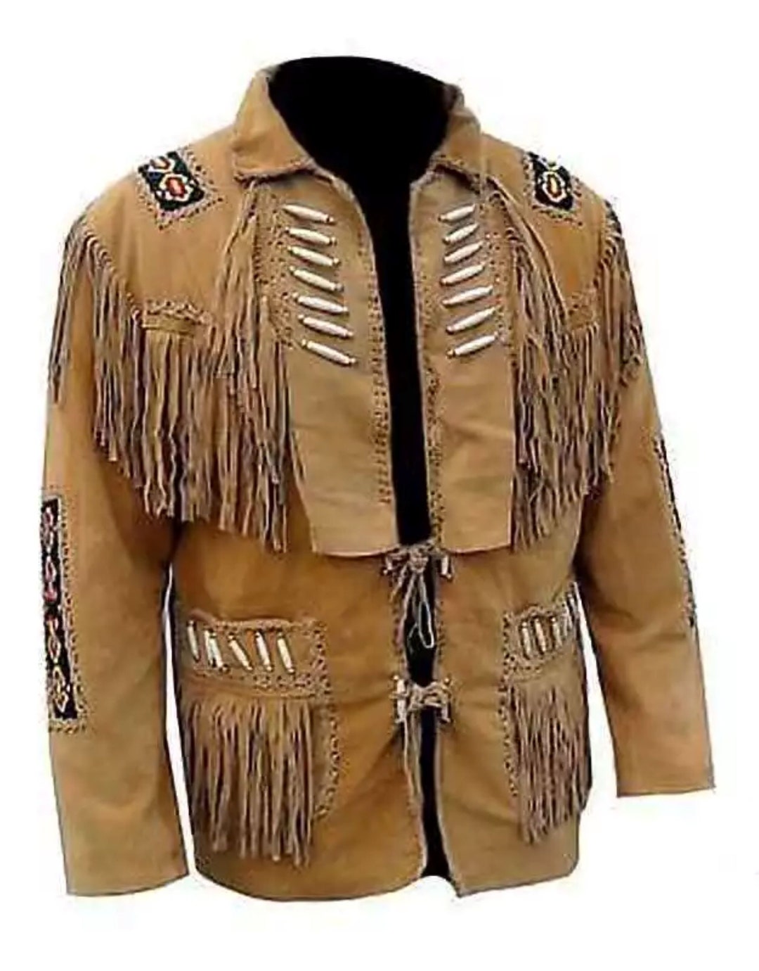 Men's Western Native American Style Jacket, Handmade Suede Leather ...